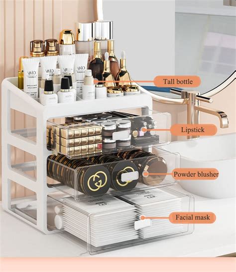 Badu Bg Настолен органайзер за грим Тип чекмедже Кутия за съхранение на козметика Калъф за грим