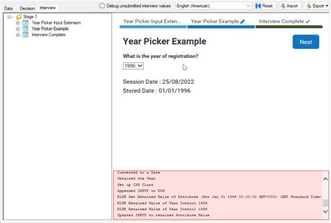 Intelligent Advisor Year Picker Custom Input Extension Example