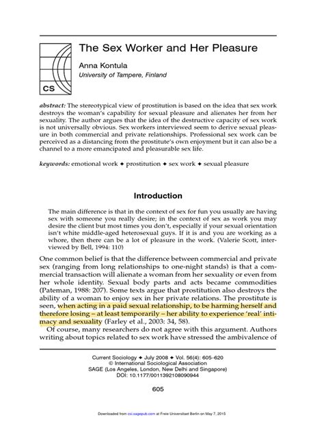 Pleasure In Finnish Sex Work Pdf Prostitution Pleasure