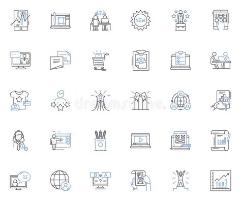 Marketing Strategy Line Icons Collection Segmentation Targeting