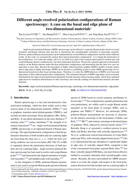 Pdf Different Angle Resolved Polarization Configurations Of Raman Spectroscopy A Case On The