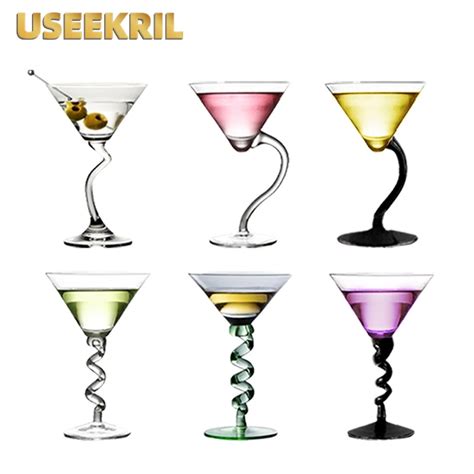 Creative Cocktail Glasses Cups Curved Martini Glass Cup Personalized