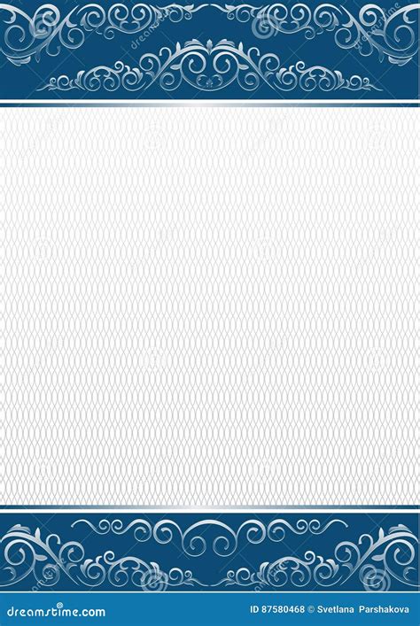 Ornate Rectangular Color Frame And Decorative Pattern A4 Stock Vector