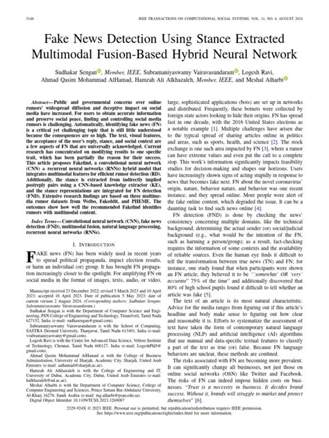 Fake News Detection Using Stance Extracted Multimodal Fusion Based Hybrid Neural Network Pdf