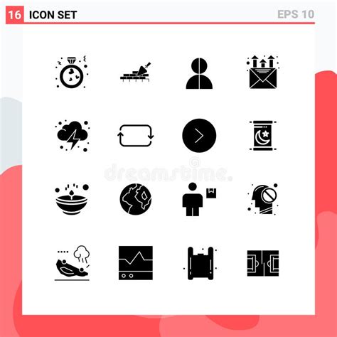 16 Thematic Vector Solid Glyphs And Editable Symbols Of Energy Promotion Avatar Marketing