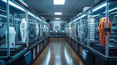 Futuristic 3d Printing Laboratory With Prosthetic Designs Stock Illustration Illustration Of