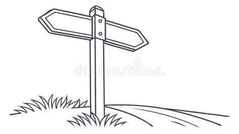 Rustic Wooden Signpost Indicating Two Distinct Directions Guiding Decisions Vector Design