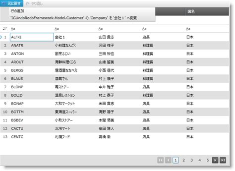 Xamgrid コントロールで Crud 操作の元に戻すやり直しを実装 Infragistics Wpf™ ヘルプ