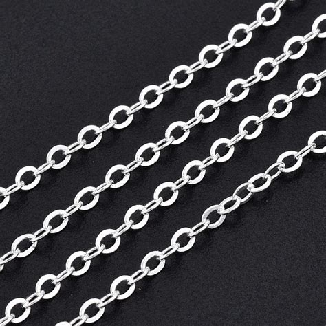 Honeyhandy Brass Cable Chains Soldered With Spool Flat Oval Silver