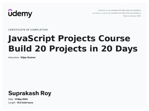 Completed Javascript Projects Course On Udemy Suprakash Roy Posted On The Topic Linkedin