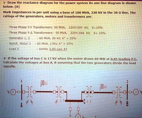Solved Draw The Reactance Diagram For The Power System Its One Line Diagram Is Shown Below [8