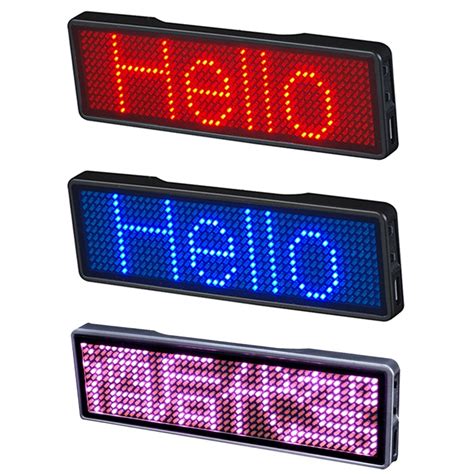 Mini LED Display LED Name Sign Tag Rechargeable Bl Vicedeal