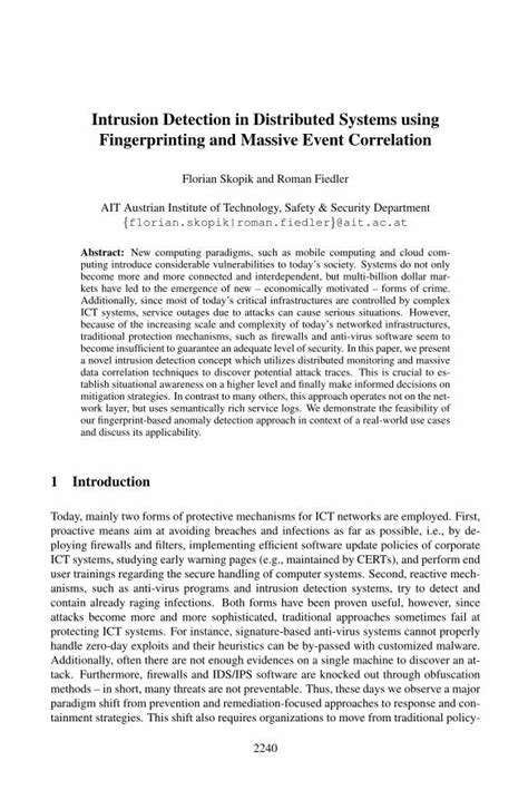 pdf intrusion detection in distributed systems using subs emis de