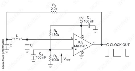 Vector Drawing Electrical Circuit With Operational Amplifier Capacitor Inductance Coil And