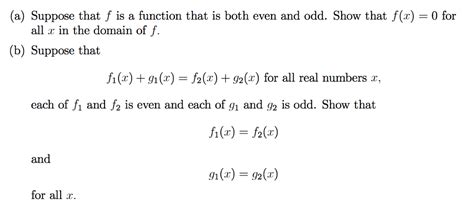 Solved A Suppose That F Is A Function That Is Both Even Chegg Com