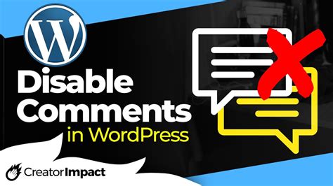 How To Turn Off Comments On Your Wordpress Page And Posts Youtube