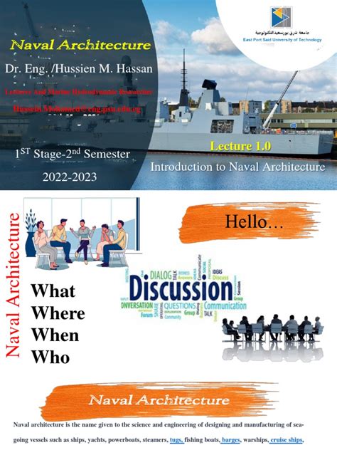 Introduction To Naval Architecture Lecture 1 Dr Eng Hussien M Hassan Pdf Ships