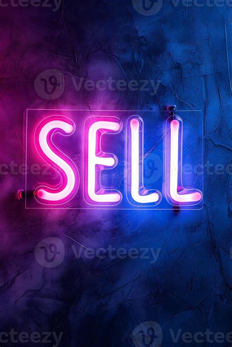Ai Generated Neon Inscription Word Sell On Dark Shabby Wall 40878312