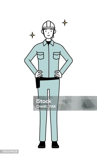 헬멧과 작업복을 입은 여성 엔지니어가 허리에 손을 얹고 있습니다 건설 산업에 대한 스톡 벡터 아트 및 기타 이미지 건설 산업 건설 현장 건설업자 Istock