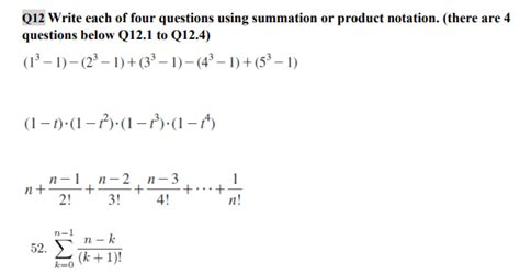 Solved Q12 Write Each Of Four Questions Using Summation Or