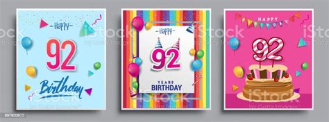 벡터 집합의 생일 초대장 인사말 카드 디자인 색종이와 풍선 생일 케이크 생일 축 하 파티에 대 한 다채로운 벡터 템플릿 요소 생일에 대한 스톡 벡터 아트 및 기타 이미지