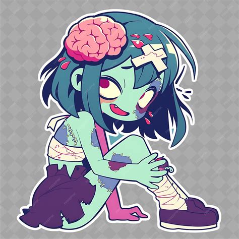 Premium Psd Png Delightful And Kawaii Anime Zombie Girl With Zombie