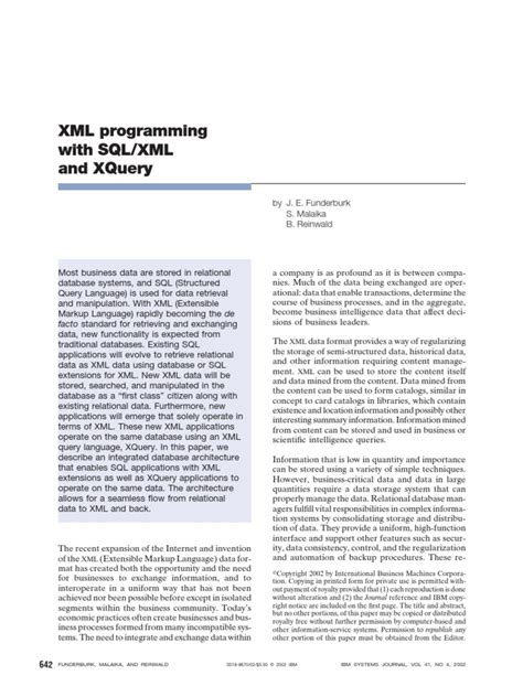 Xml Programming With Sqlxml And Xquery Facto Standard For Retrieving