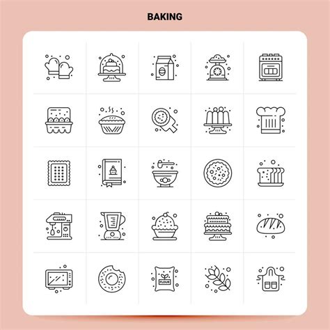 Outline 25 Baking Icon Set Vector Line Style Design Black Icons Set Linear Pictogram Pack Web
