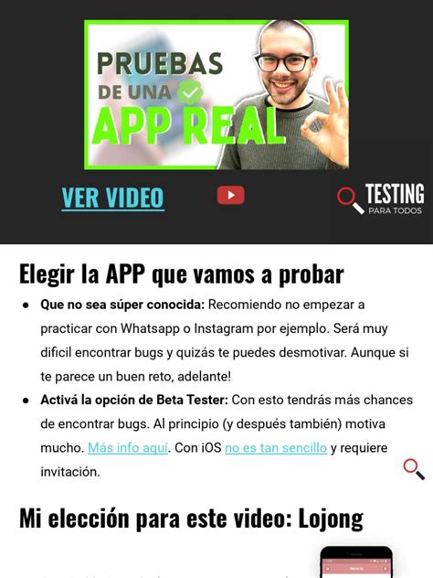 Cómo Hacer Testing De Una App Resumen Testing Para Todos Pdf Aplicación Movil Pruebas