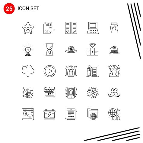 Set Of 25 Modern Ui Icons Symbols Signs For Egg Computer File Laptop School Editable Vector