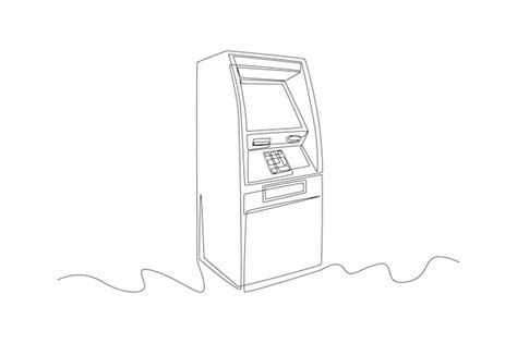 Premium Vector Continuous One Line Drawing Atm For Transactions And