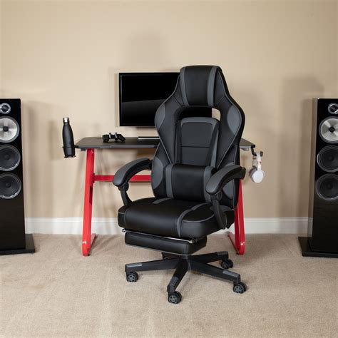 Emma Oliver Gaming Bundle Cupheadphone Desk And Black Reclining Footrest Chair