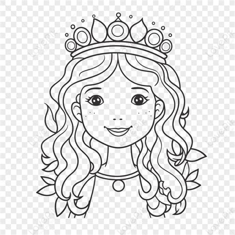 왕관 색칠 페이지 개요 스케치 드로잉의 공주 소녀 벡터라인 아트개요 예술 Png 일러스트 무료 다운로드 Lovepik