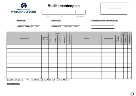 Medikamentenplan Ausdrucken Mithilfe Einer Exceltabelle