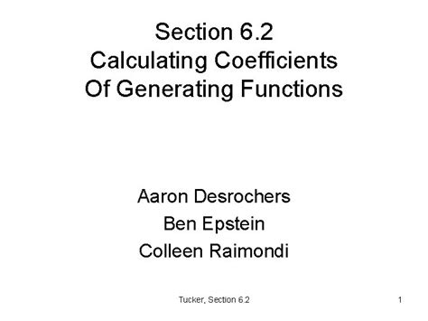 Section 6 2 Calculating Coefficients Of Generating Functions