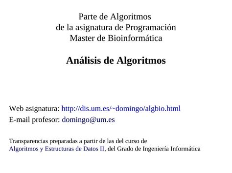 Pdf De Programación Análisis De Algoritmos