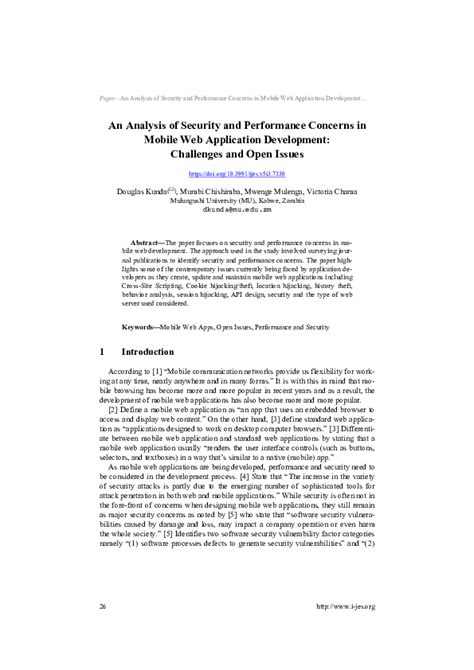 Pdf An Analysis Of Security And Performance Concerns In Mobile Web