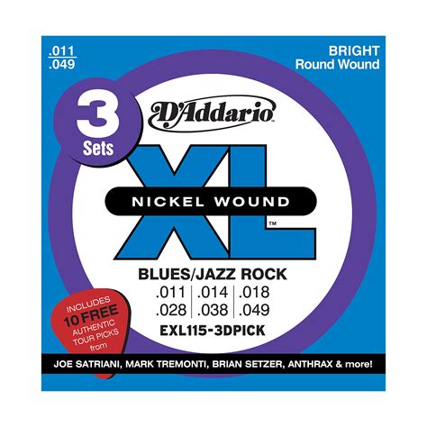 Daddario Exl115 Electric Guitar Strings 3 Pack With Free Picks Musicians Friend