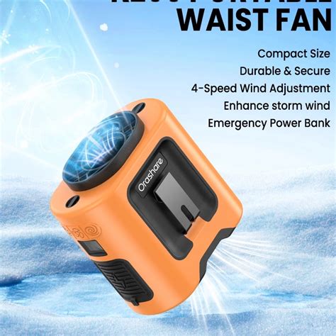 Smt Orashare K200 Waist Fan 14500mah Rechargeable Portable 5 Speed Wind Fan With Light