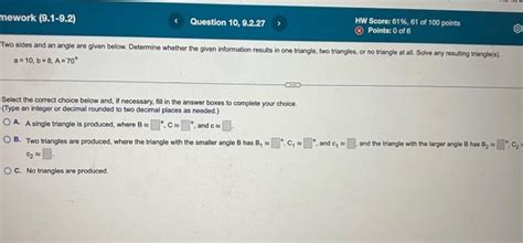 solved two sides and an angle are glven below determine