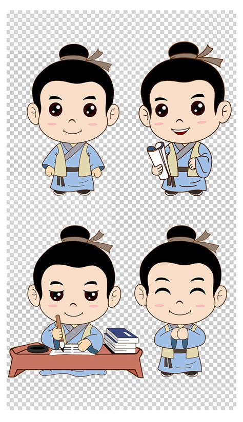 卡通秀才高清透明矢量图