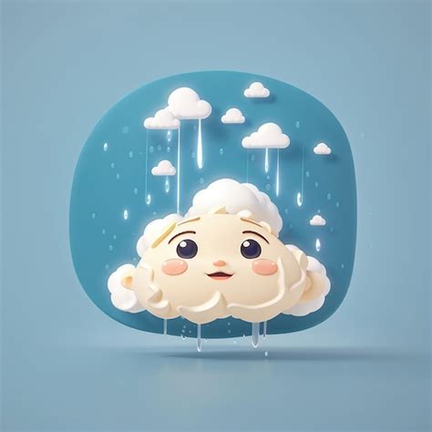Premium Photo Cute Cloud Crying With Rain Cartoon Vector Icon