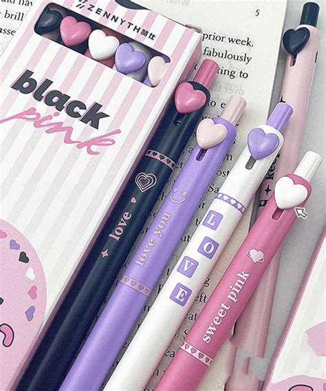💚💗🖤 러블리 하트 깔끔 편리한 필기도구 볼펜세트 에이블리