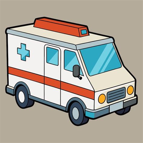 구급차 만화 스타일 터 일러스트레이션 프리미엄 벡터