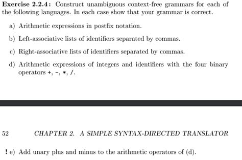 solved exercise 2 2 4 construct unambiguous context free