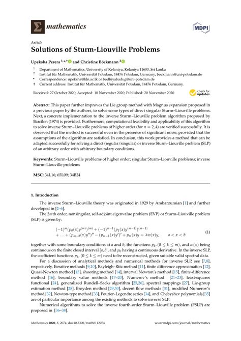 Pdf Solutions Of Sturm Liouville Problems