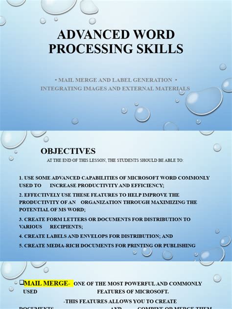 Lesson 3 Advanced Word Processing Skills Pdf Computing Digital Technology