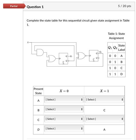 Solved Complete The State Table For This Sequential Circuit