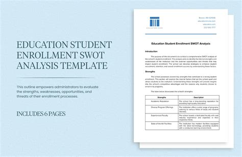 Education Student Enrollment Swot Analysis Template In Word Pdf