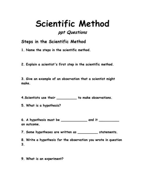 Scientific Method Worksheets Worksheets Library